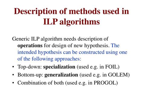 Ppt Description Of M Ethods Used In Ilp Algorithms Powerpoint