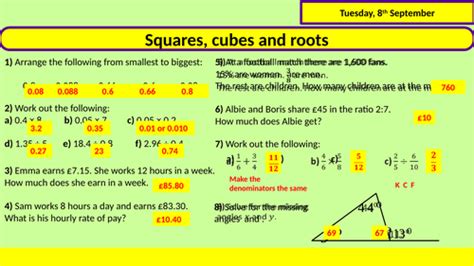 Squares Cubes And Roots Teaching Resources