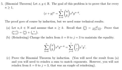 Solved Binomial Theorem Let X YR The Goal Of This Chegg Com