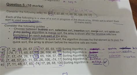 solved question 5 10 marks consider the following array