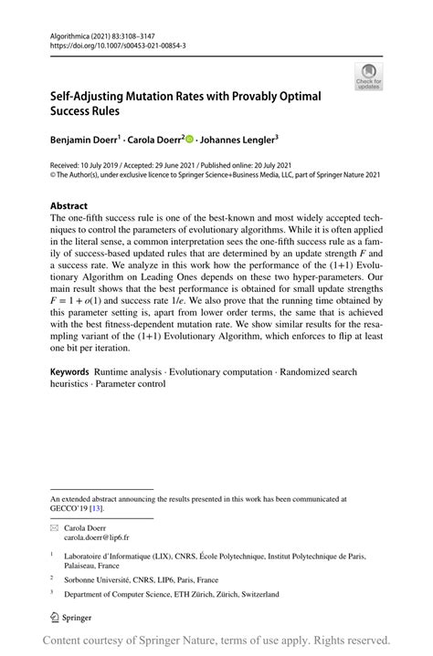 self adjusting mutation rates with provably optimal success rules