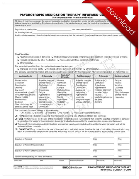 Psychotropic Medication Therapy Informed Consent Digital Form