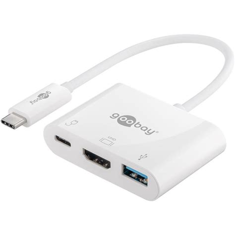 Goobay Usb C To Hdmi Usb 30 And Usb C Pd Adapter Cable White