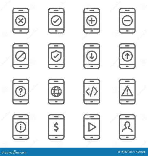 Mobile Status Bar Icon Gsm Battery Levels Wifi Connection 5g Colored Vector User Interface