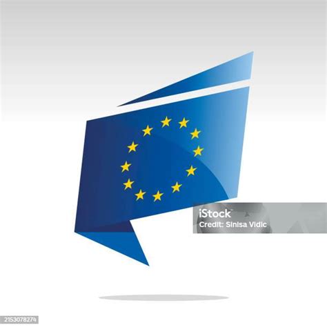새로운 추상 유럽 연합 플래그 종이 접기 아이콘 단추 레이블 벡터 0명에 대한 스톡 벡터 아트 및 기타 이미지 0명 3차원 형태 공휴일 Istock