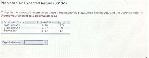 solved problem 10 2 ﻿expected return lg10 1 compute the