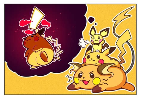 Pikachu Pichu Raichu And Gigantamax Pikachu Pokemon Drawn By