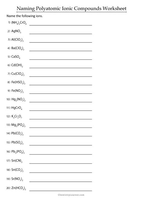 Free Printable Polyatomic Ions Worksheets Worksheets Library