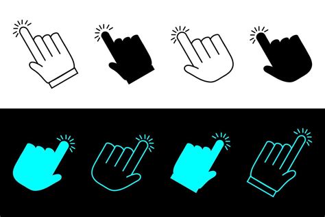 Hand Click Cursor Icon Set Hand Click Hand Cursor Pointer Illustration Vector Art
