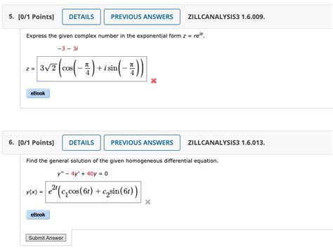 solved express the given complex number in the exponential