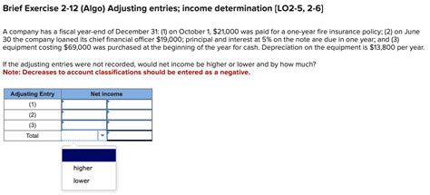brief exercise 2 12 algo ﻿adjusting entries income