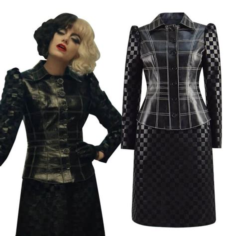 Cruella De Vil Cruella 2021 Costumes Outfits Emma Stone Leather Jacket