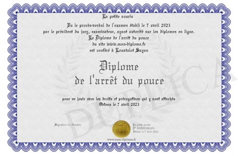 Diplome De Larret Du Pouce Diplome De Larret Du Pouce
