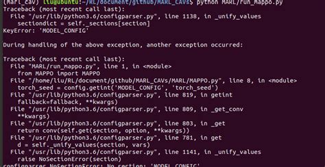 KeyError MODEL CONFIG Issue DongChen MARL CAVs GitHub