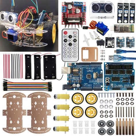 4wd Smart Robot Car Kit Uno Bluetooth Ir Obstacle Avoid Line Follow