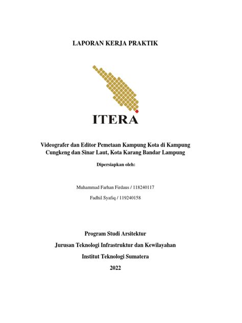 Laporan Kerja Praktik Arsitektur Muhammad Farhan Firdaus Fadhil Syafiq Pdf