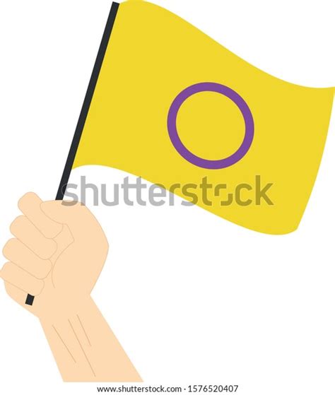 Hand Holding Raising Intersex Pride Flag Stock Vector Royalty Free