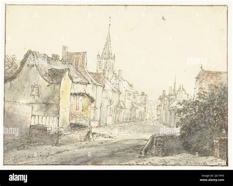 A Street In A Village Or Town Dorpsstraat Draughtsman Isaac Van
