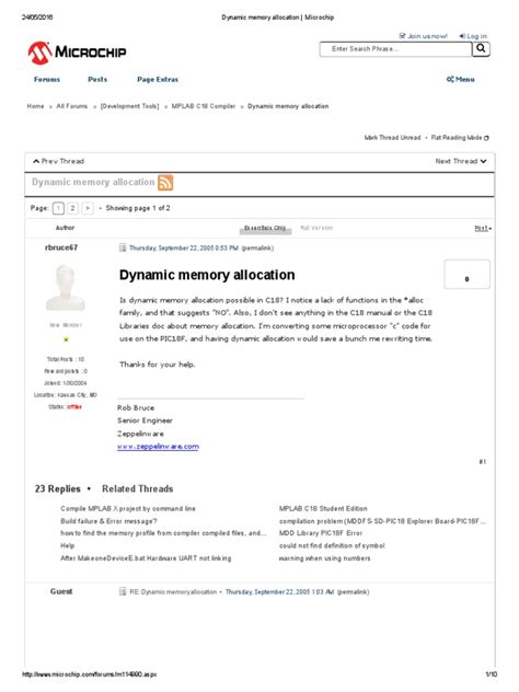 Dynamic Memory Allocation Microchip Pdf Pdf Pic Microcontroller Operating System