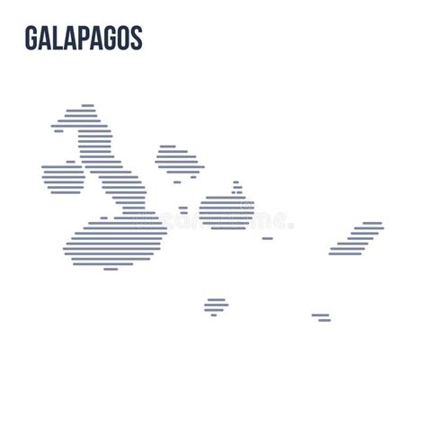 Vector Abstract Hatched Map Of Galapagos With Horizontal Lines Isolated On A White Background