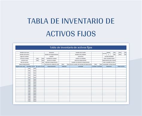 Plantillas Tabla De Inventario De Activos Fijos Para Excel Gratis Y