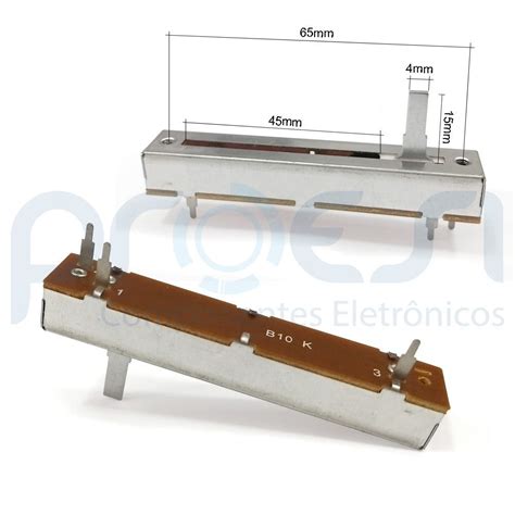 Potenciômetro Deslizante 10k B Linear 45mm Percurso