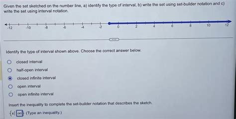 Solved Given The Set Sketched On The Number Line A Chegg Com