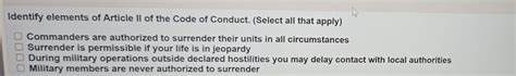 Identify Elements Of Article Ii Of The Code Of Conduct Select All That