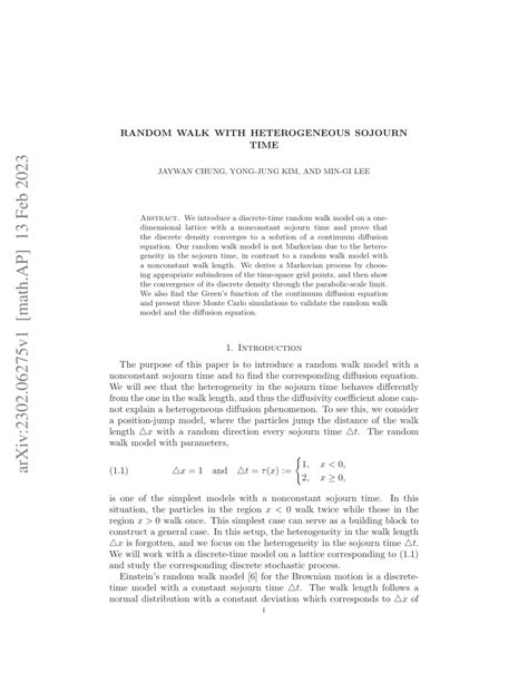 Pdf Random Walk With Heterogeneous Sojourn Time