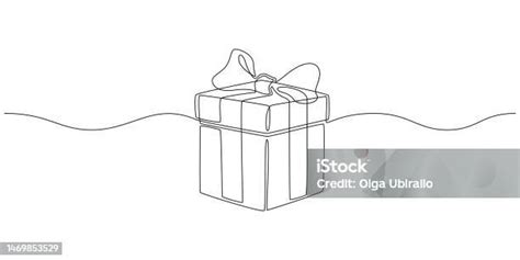 크리스마스 선물 상자의 연속 선 그리기 1개 선물 놀라움과 축제 선물은 리본과 나비 아이콘을 심플한 선형 스타일로 포장 편집