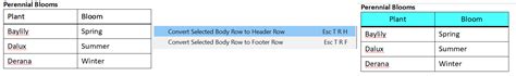 Convert Body Rows To Header Or Footer Rows