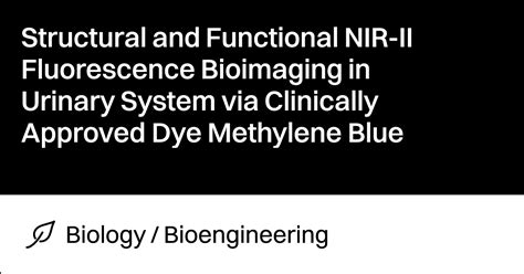 Structural And Functional Nir Ii Fluorescence Bioimaging In Urinary