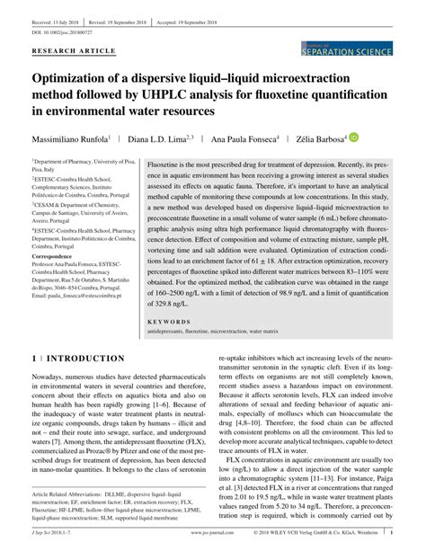 Pdf Optimization Of A Dispersive Liquid Liquid Microextraction Method