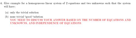 Solved Give Example For A Homogeneous Linear System Of Chegg