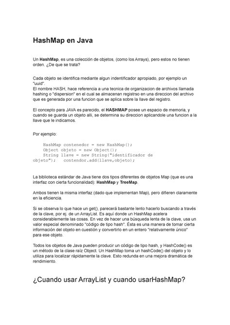 Hashmap Apuntes Hashmap En Java Un Hashmap Es Una Colección De