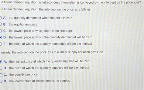 Solved A Linear Demand Equation What Economic Information