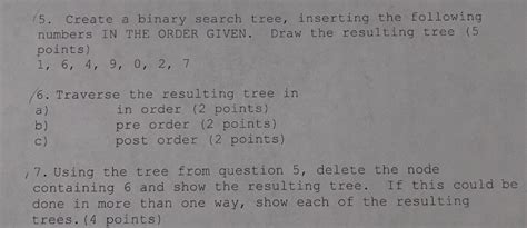 Solved Create A Binary Search Tree Inserting The Chegg Com