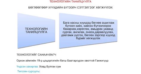 ТЕХНОЛОГИЙН ТАНИЛЦУУЛГА Орхон аймаг 19 дүгээр цэцэрлэг