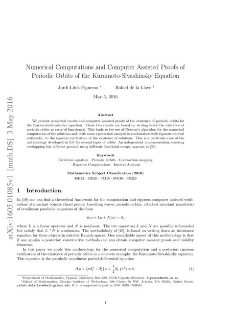 Pdf Numerical Computations And Computer Assisted Proofs Of Periodic