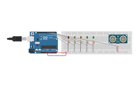 circuit design circuito con arduino e sensore ultrasuoni tinkercad