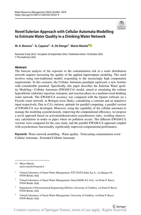 Pdf Novel Eulerian Approach With Cellular Automata Modelling To