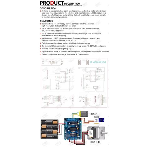 Tzt L293d Motor Drive Shield Dual For Arduino Duemilanove Motor Drive