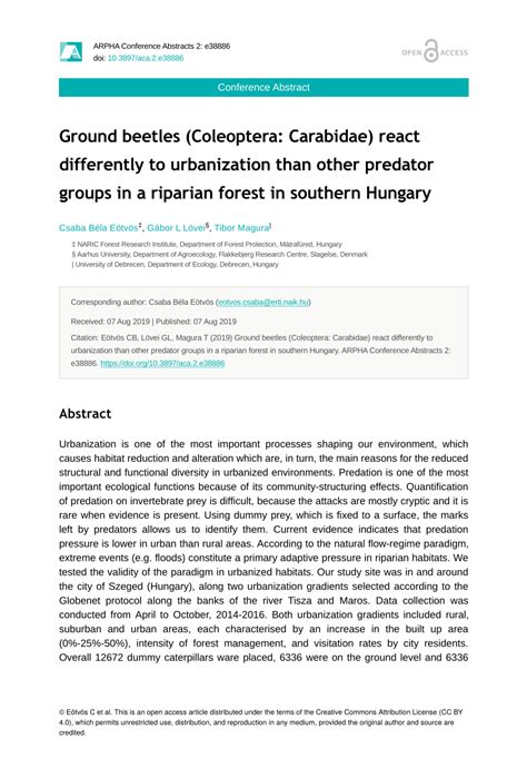 Pdf Ground Beetles Coleoptera Carabidae React Differently To