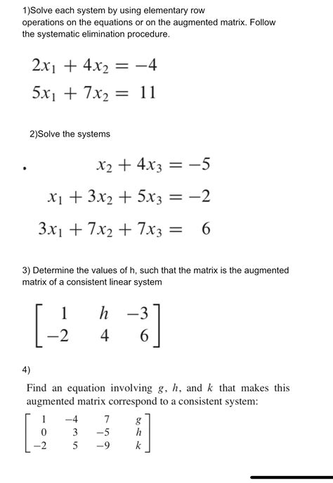 Solved 1solve Each System By Using Elementary Row