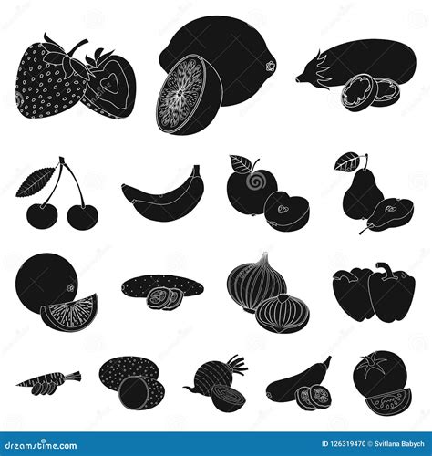 Vector Design Of Vegetable And Fruit Symbol Collection Of Vegetable