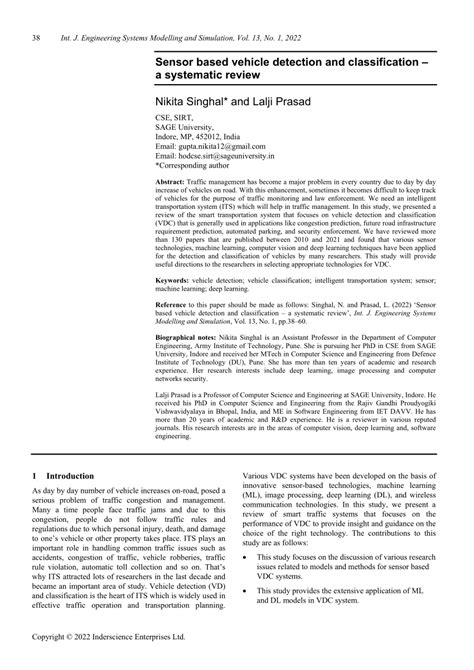 Pdf Sensor Based Vehicle Detection And Classification A Systematic