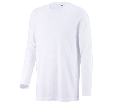 Es Longsleeve Cotton Long Fit Weiß Strauss