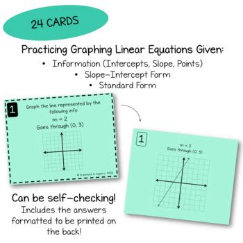 Graphing Linear Equations Differentiated Task Cards Activity Algebra