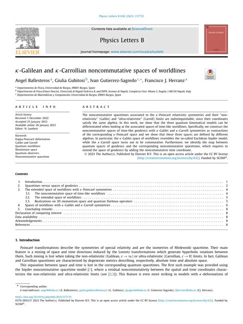 Pdf κ Galilean And κ Carrollian Noncommutative Spaces Of Worldlines
