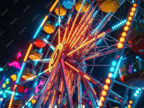 Bright Colorful Lights Outlining A Ferris Wheel At A Nighttime Fair